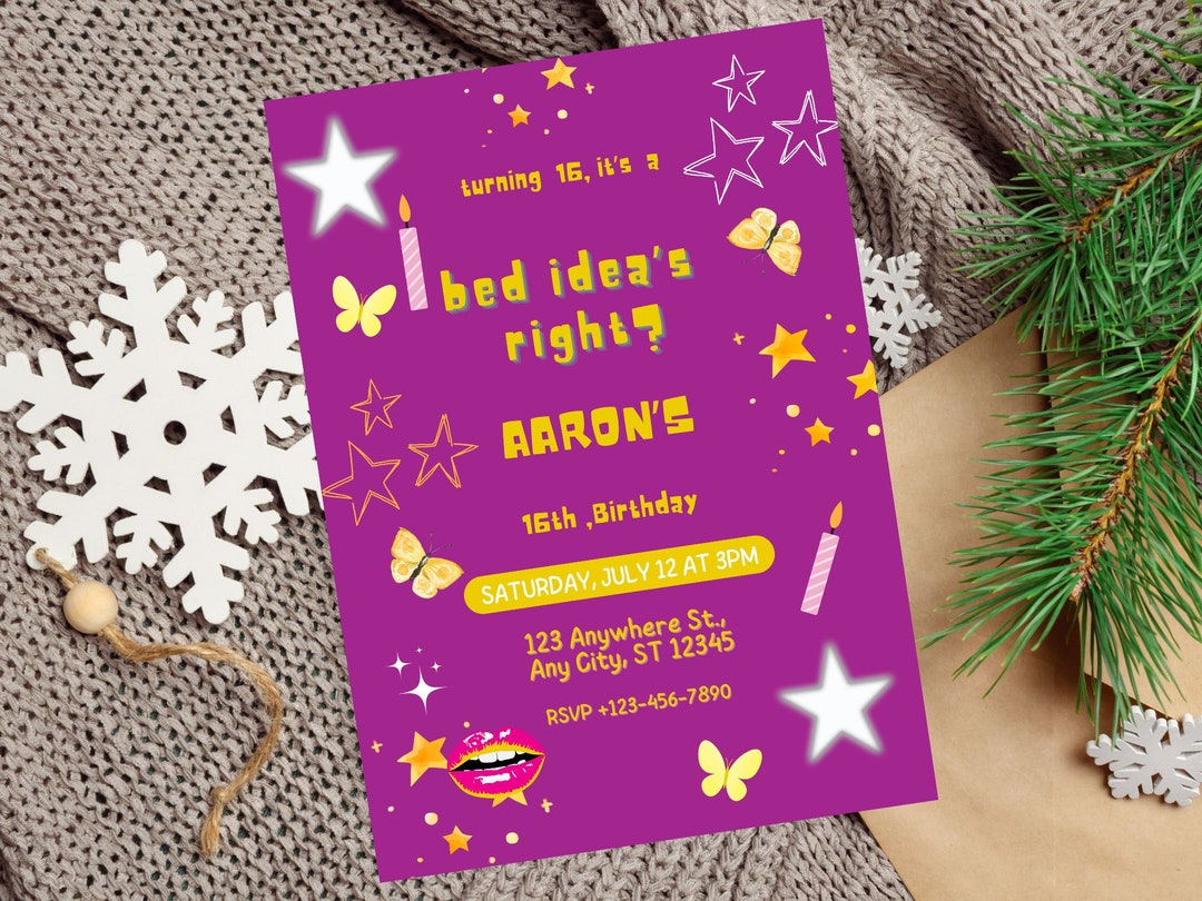 Editable Bad Idea Themed Birthday Party Invitation Template, It's A Bad ...
