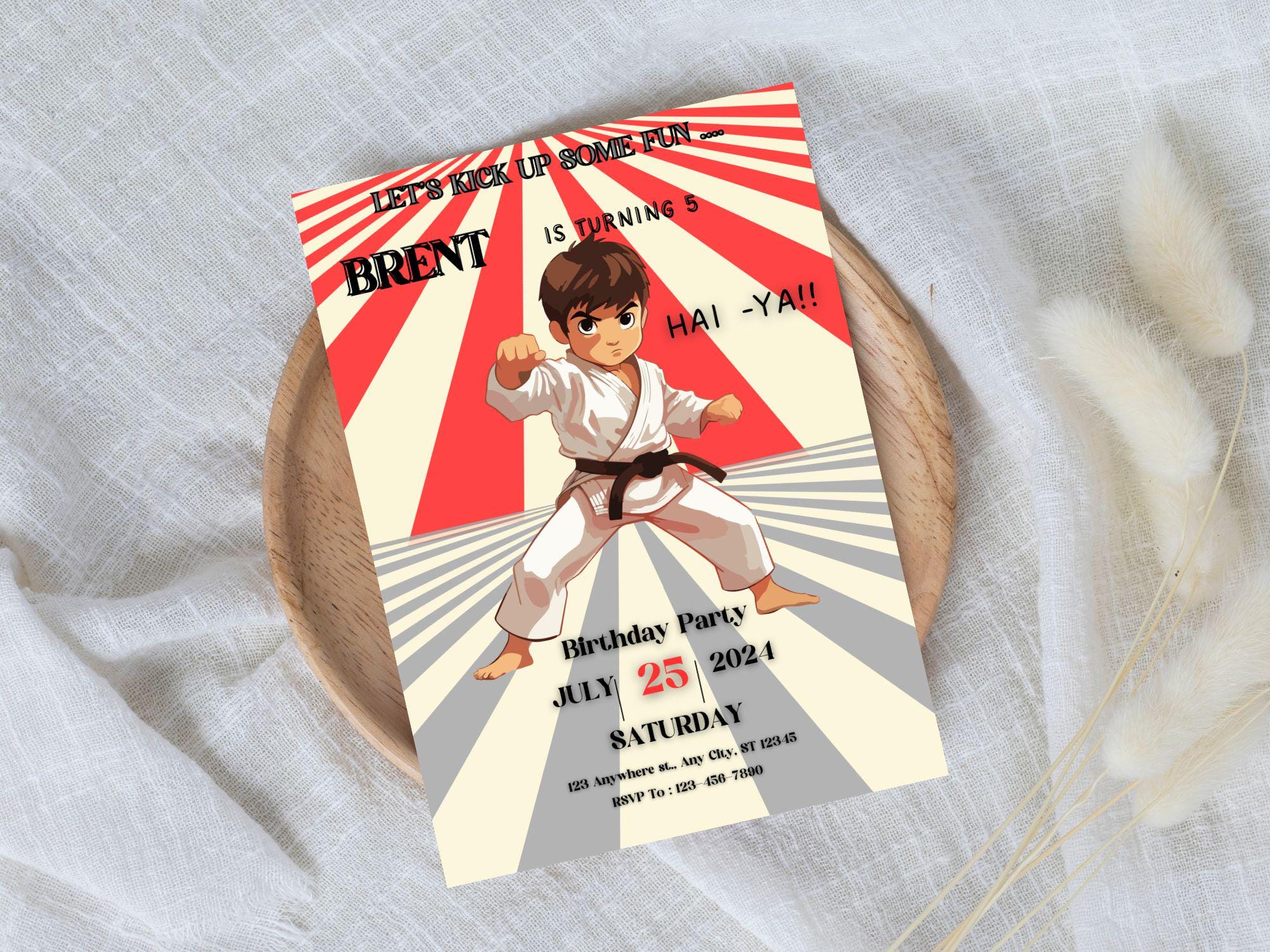 Editable Karate Birthday Invitation Template, Boy Birthday Invite ...