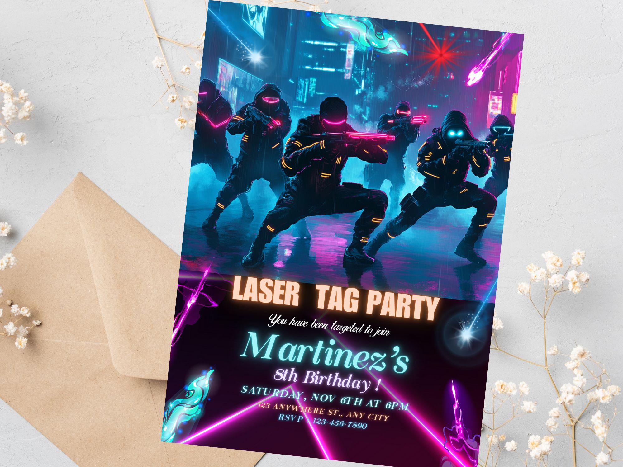 EDITABLE Laser Tag Birthday Invitation, Laser Game Birthday Invite ...