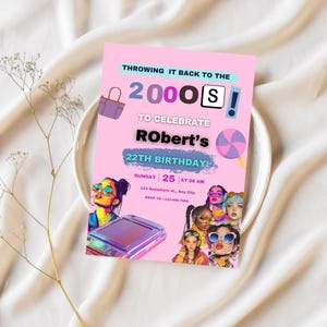 2000s Party Invite, 2000s Invitation Template, Editable Y2k Birthday ...
