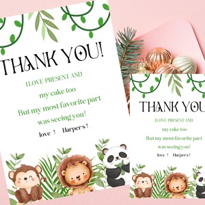 EDITABLE Safari Birthday Thank You Card 5" X 7", Wild One Thank You ...
