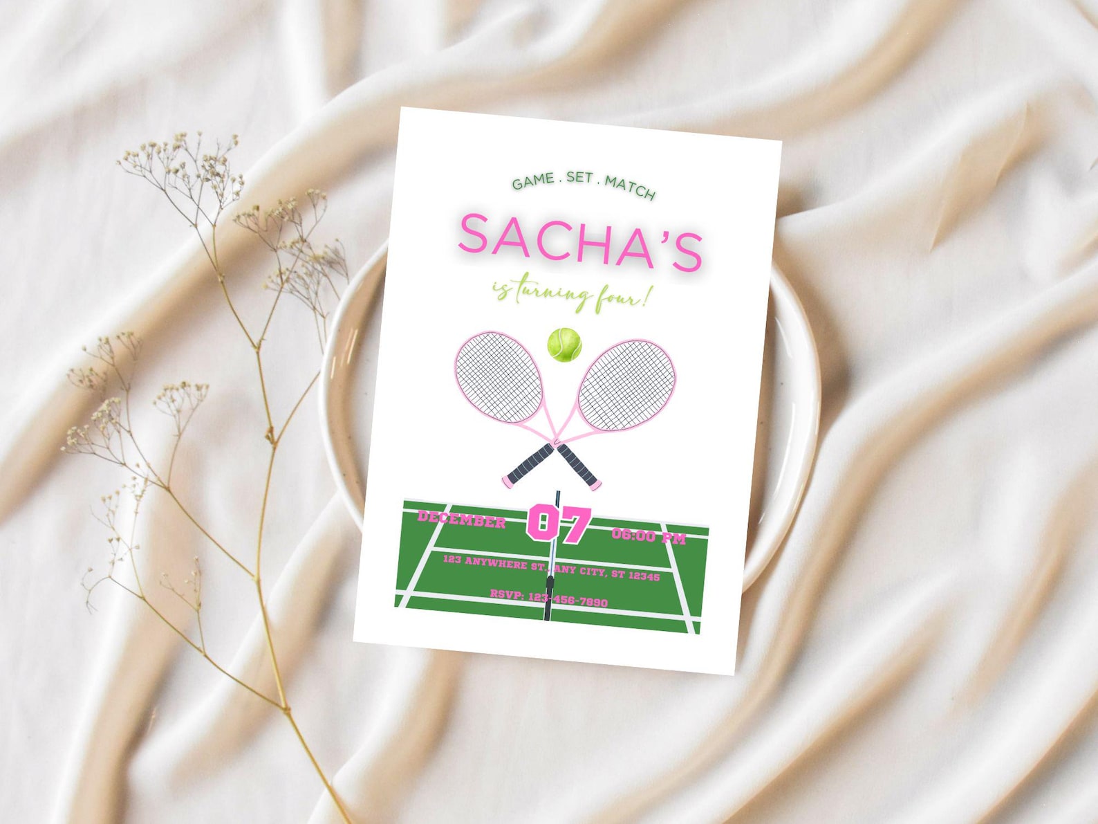 Tennis Birthday Invitation Template, Sports Theme Birthday Invite ...
