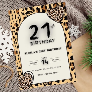 Editable Cheetah Print Birthday Invitation, Leopard Print Party Invite ...