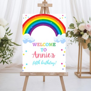 Editable Rainbow Birthday Welcome Sign Template in 3 Sizes 24" X 36 ...