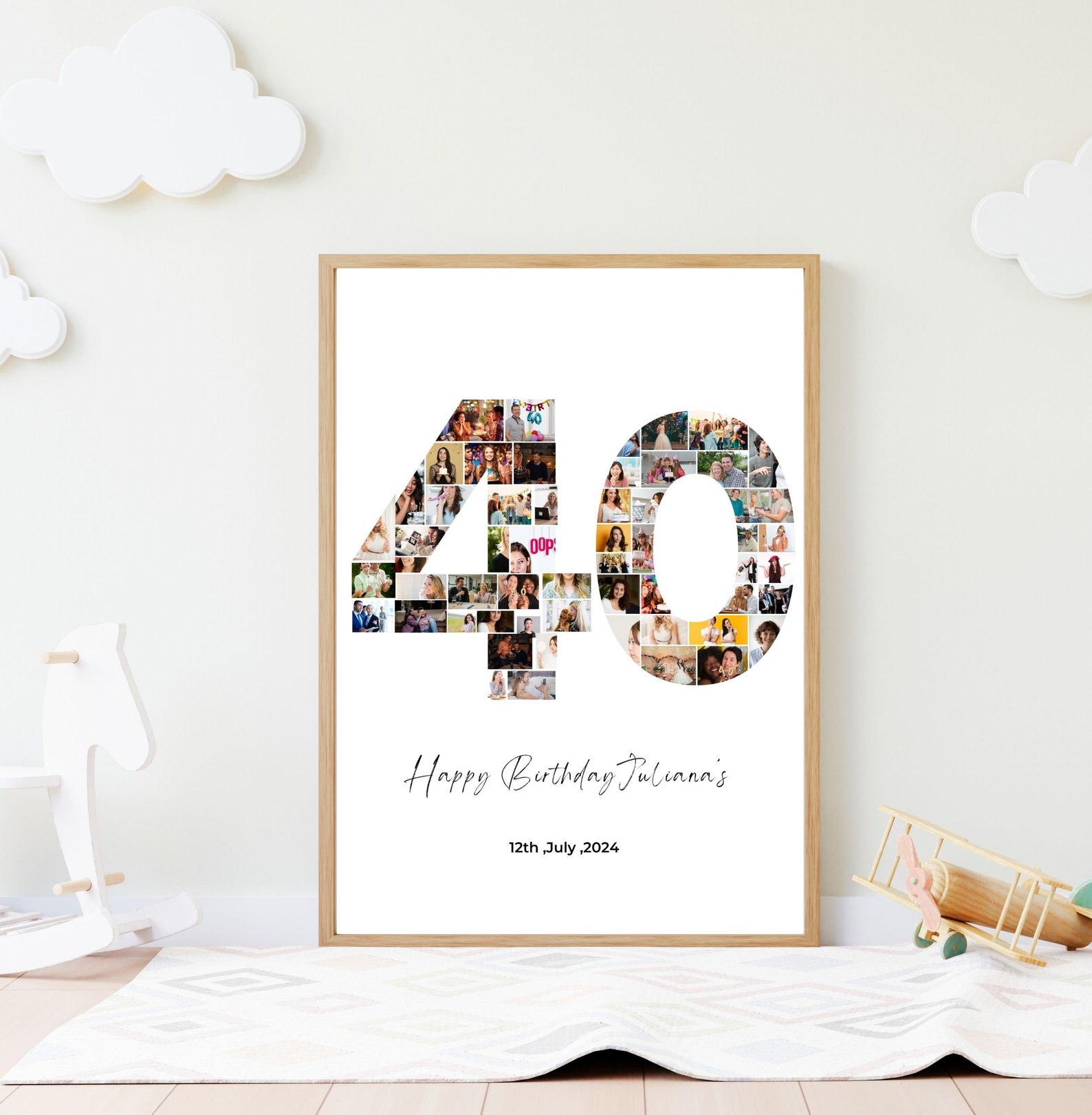 40th Birthday Photo Collage Template, Photo Collage Sign, Canva Frame ...