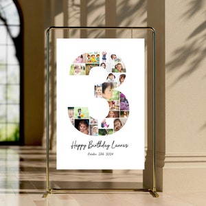 Look Who's Three, 3rd Birthday Photo Collage Template, 3rd Birthday ...