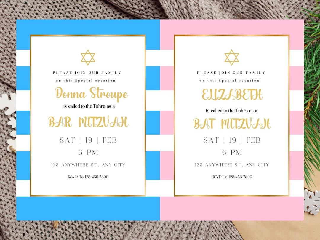 Bar Mitzvah | Bat Mitzvah Invitation Template, Editable Bar/bat Mitzvah ...