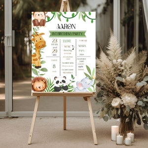 Editable Safari Birthday Milestone Poster Template, Safari Wild One ...