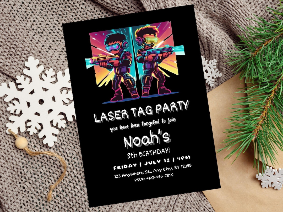 EDITABLE Laser Tag Birthday Invitation, Laser Game Birthday Invite ...