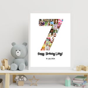 7th Birthday Photo Collage Template, 7th Birthday Welcome Sign, Gender ...