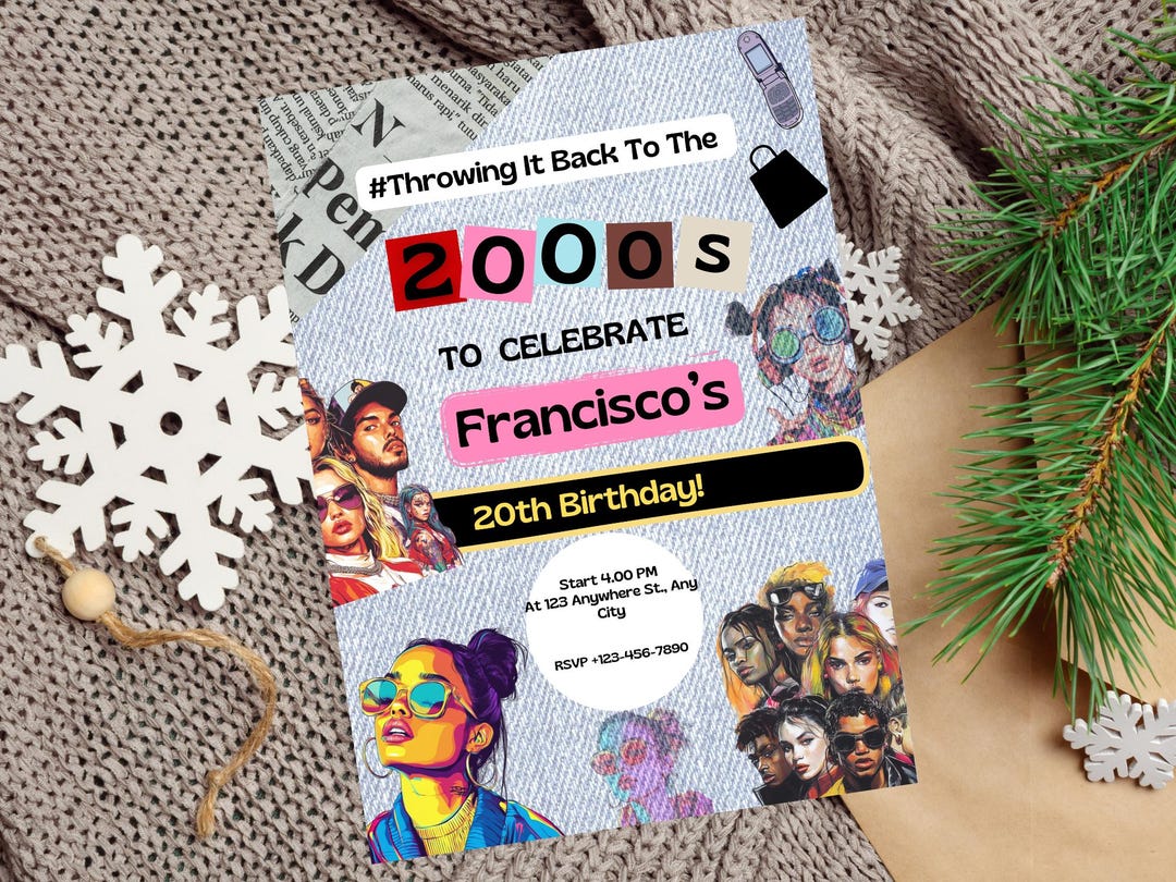 2000s Party Invite, 2000s Invitation Template, Editable Y2k Birthday ...