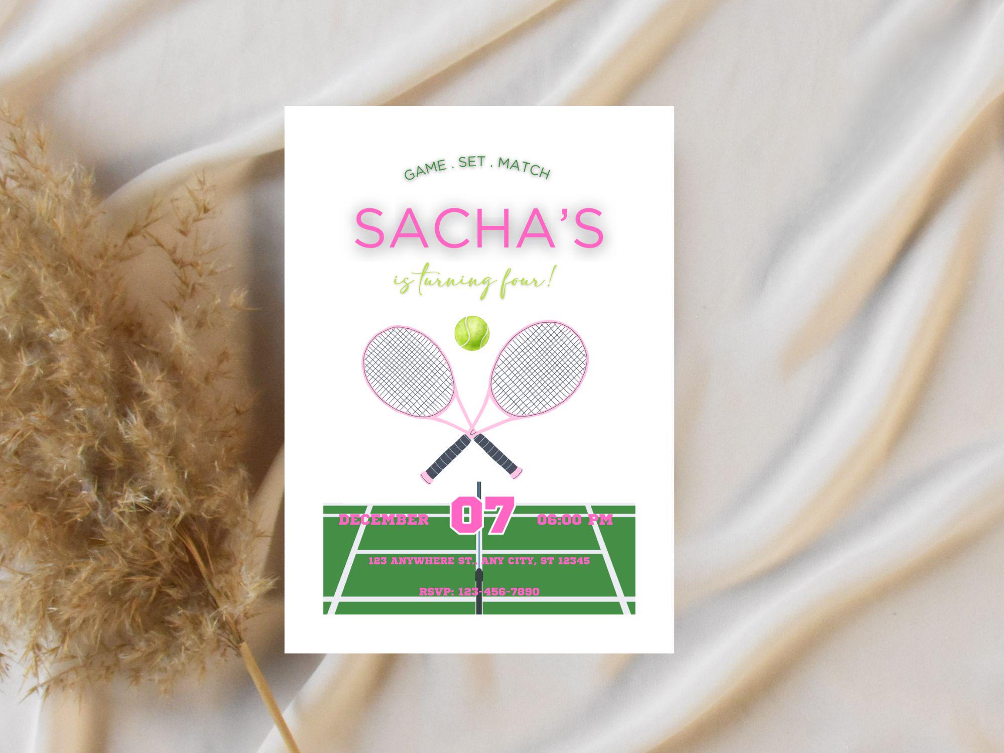 Tennis Birthday Invitation Template, Sports Theme Birthday Invite ...