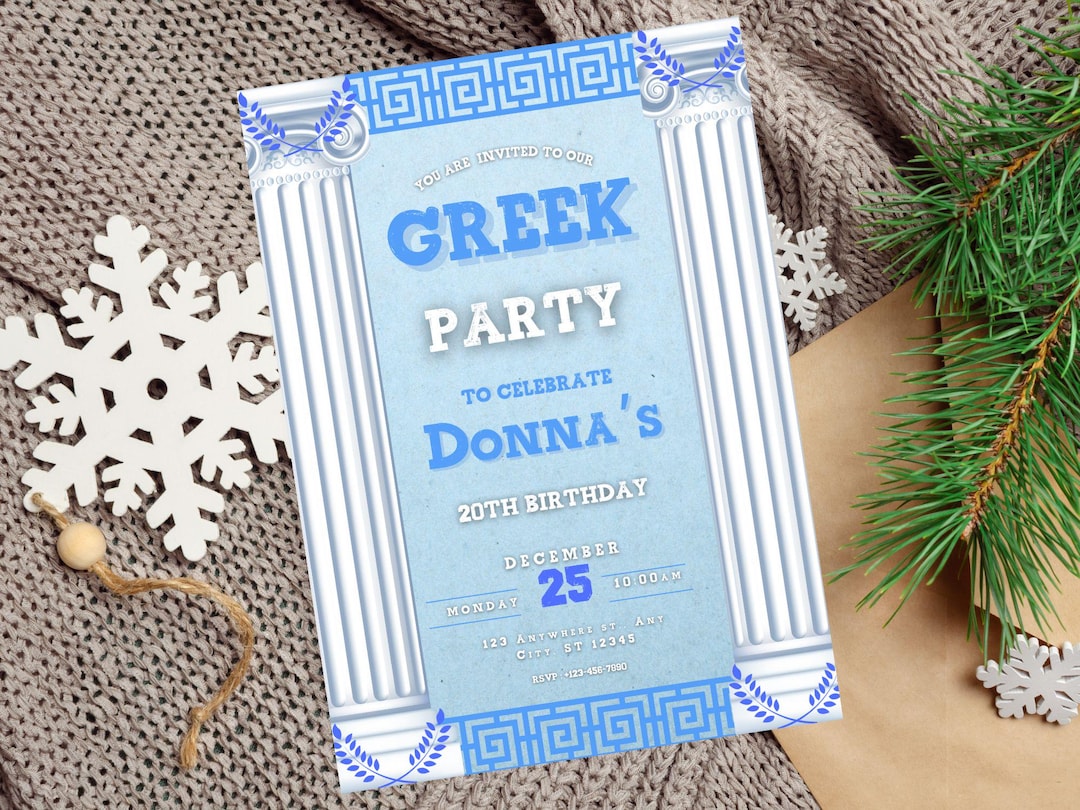 Greek Inspired Birthday Invitation | Editable Toga Party Invite ...