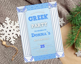 Greek Mythology Birthday Invitation: Toga Party, Editable Template ...