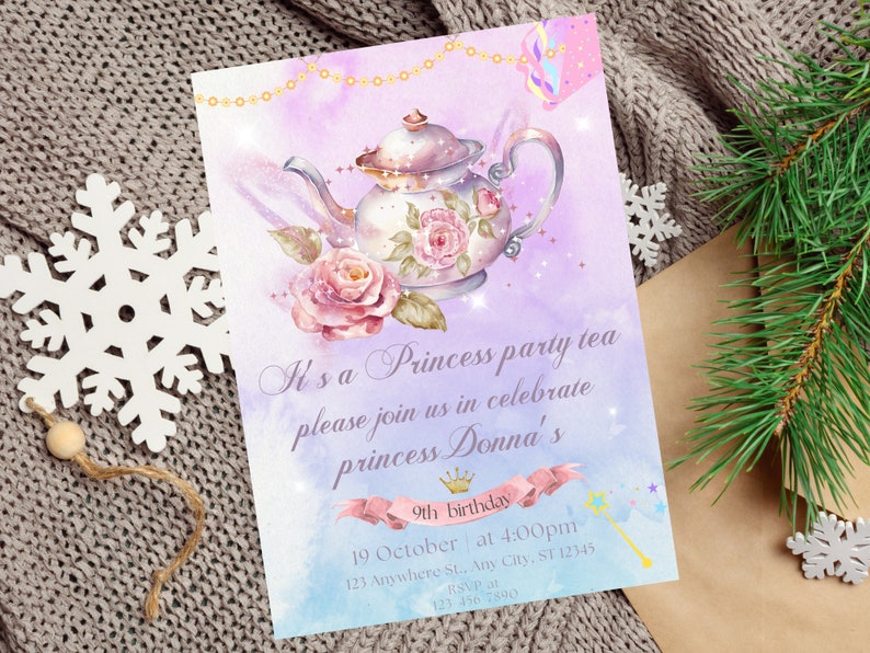 Editable Princess Tea Party Invitation, Princess Birthday Digital ...