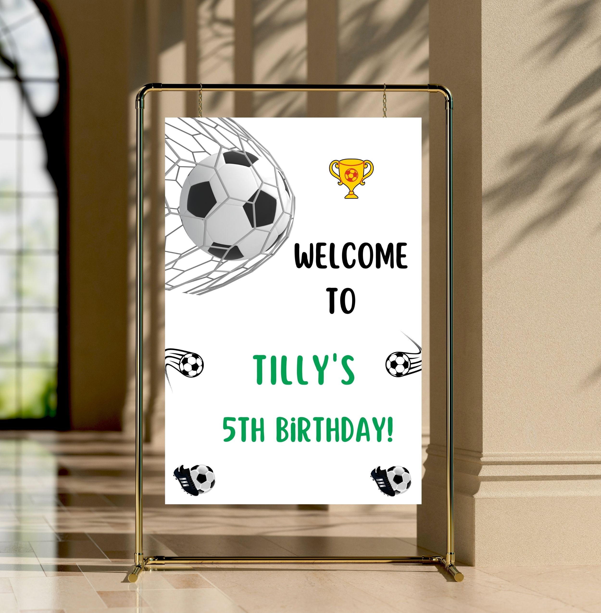 Editable Soccer Birthday Welcome Sign Template in 3 Sizes 24" X 36" ,16 ...