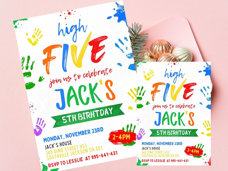 Editable High Five Invitation, High Five Invite Template, Instant ...