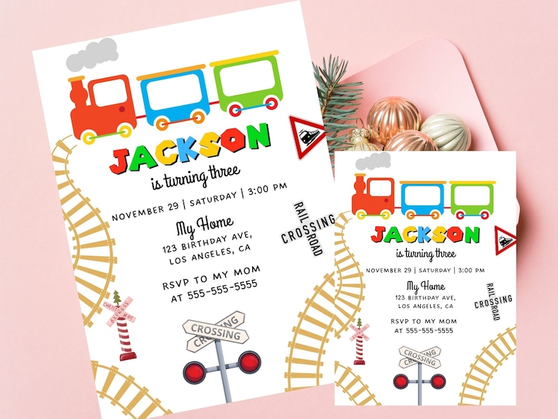 Editable Train Birthday Invitation Template, Toy Train Invitation ...