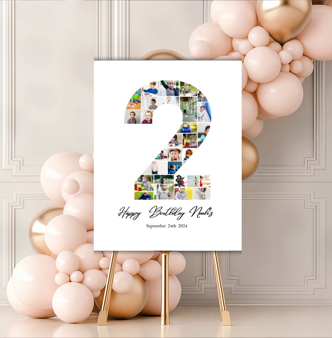 Look Who's Two, 2nd Birthday Photo Collage Template, 2nd Birthday ...