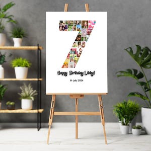 7th Birthday Photo Collage Template, 7th Birthday Welcome Sign, Gender ...