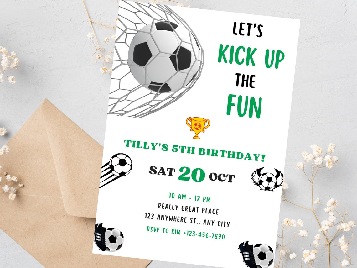 Editable Soccer Birthday Invitation Printable Birthday Party ...