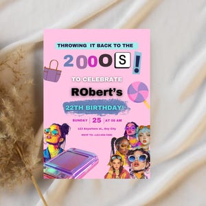 2000s Party Invite, 2000s Invitation Template, Editable Y2k Birthday ...