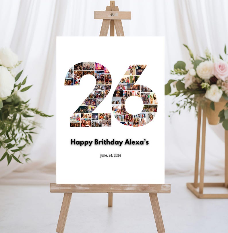 26th Birthday Photo Collage Template, 26th Birthday Welcome Sign ...