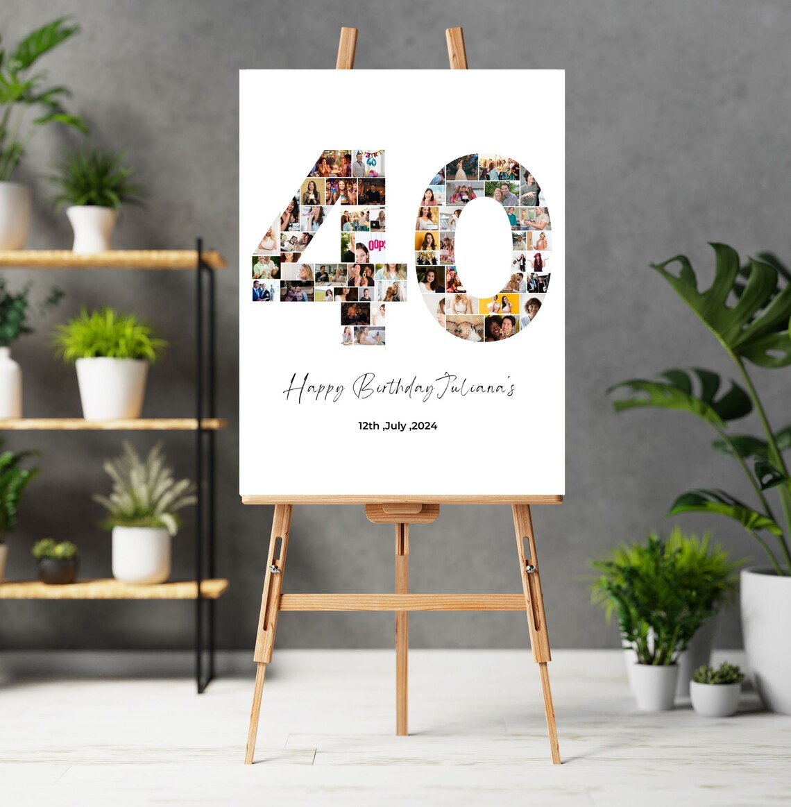 40th Birthday Photo Collage Template, Photo Collage Sign, Canva Frame ...