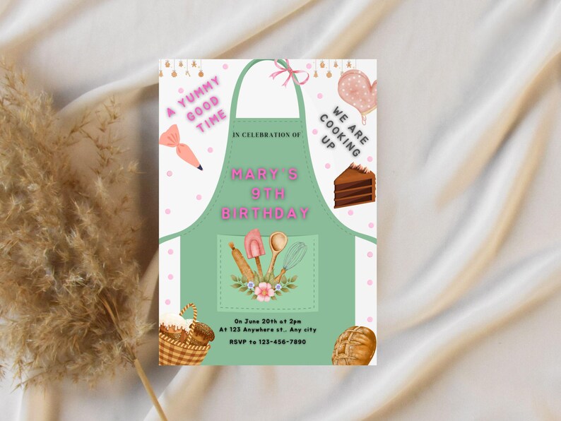 Editable Baking Birthday Party Invitation, We Are Cooking up Birthday ...
