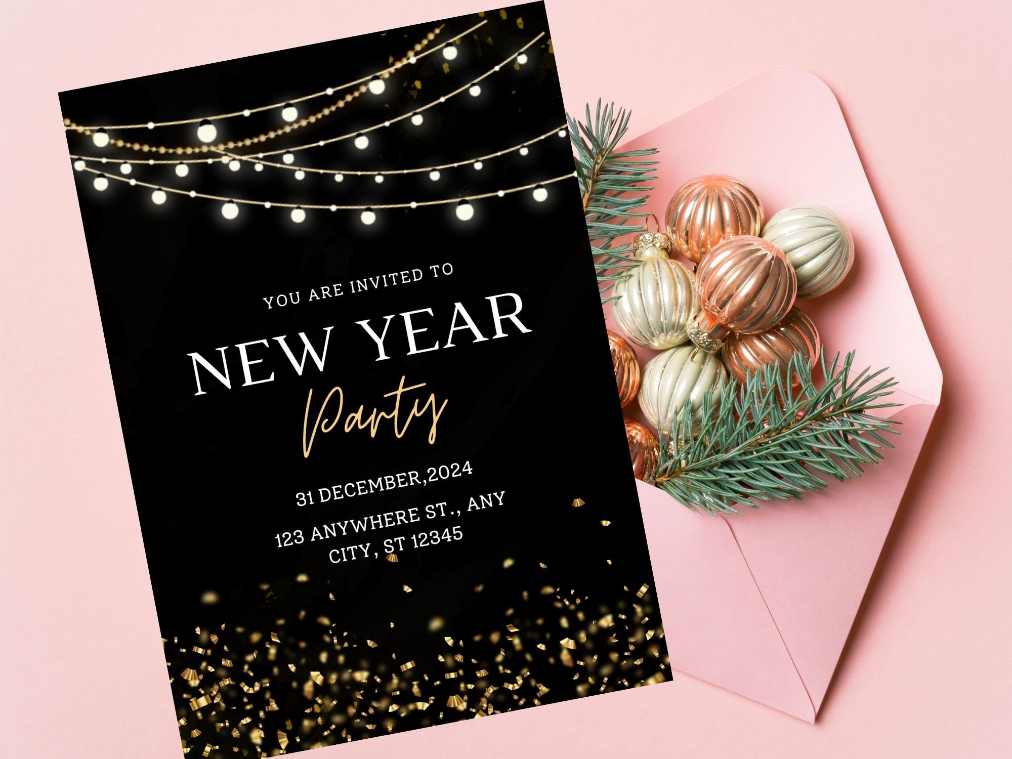 New Years Eve Invitation, New Year Party Invitation, 2024 New Years Eve ...