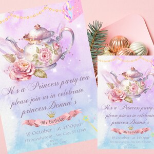 Editable Princess Tea Party Invitation, Princess Birthday Digital ...
