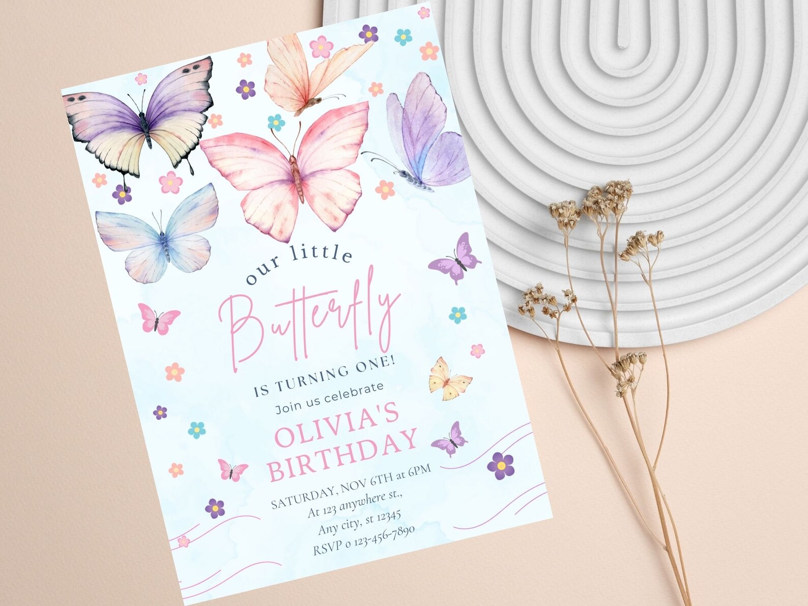 Butterfly Birthday Invitation Girl Butterfly Party Butterfly Invitation ...