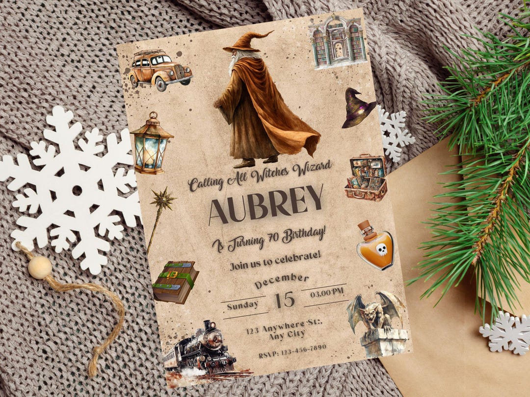 Editable Wizard Birthday Party Invitation, Magical Birthday Party ...