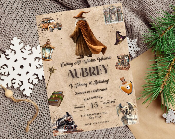 EDITABLE School of Wizards and Magic Birthday Invitation, Witches and ...