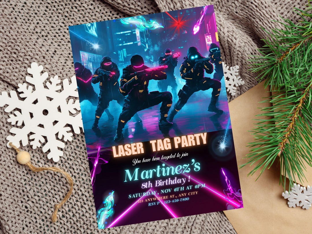 EDITABLE Laser Tag Birthday Invitation, Laser Game Birthday Invite ...