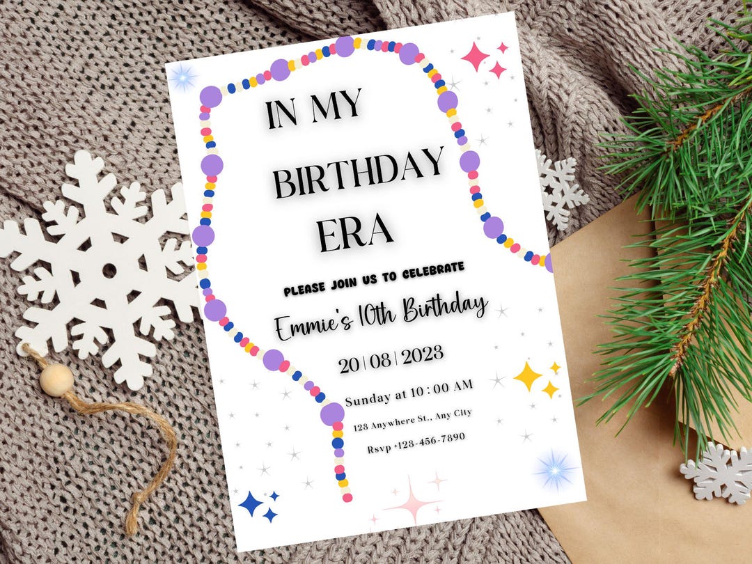 Editable in My Birthday Era Friendship Bracelet Invitation, Teen Girl ...