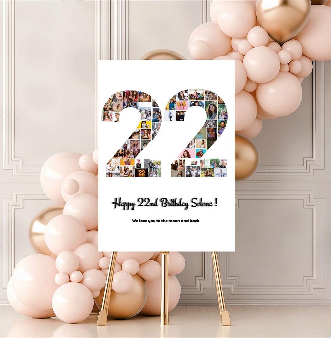 22th Birthday Photo Collage Template, 22th Birthday Welcome Sign ...