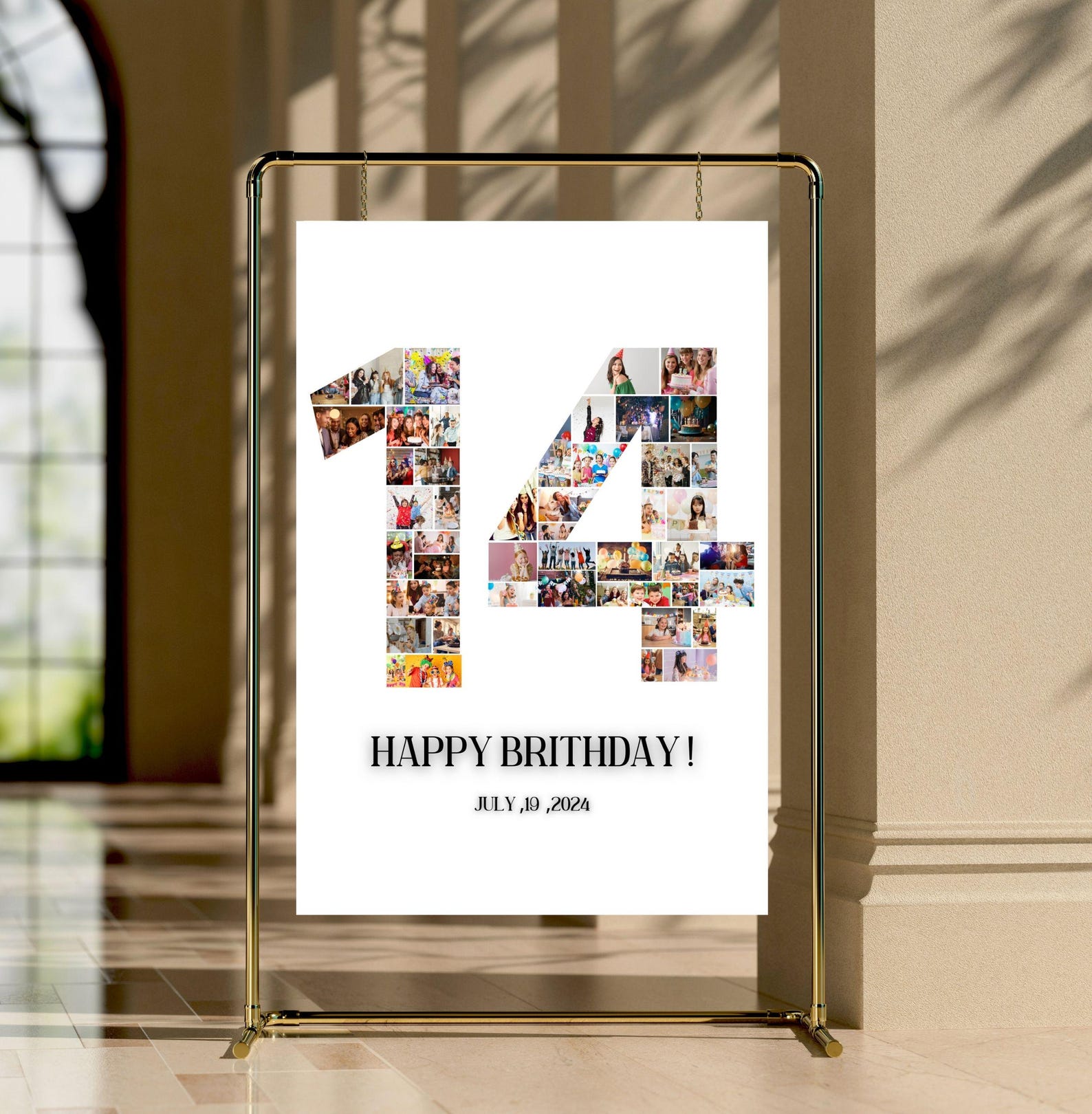 14th Birthday Photo Collage Template, 14th Birthday Welcome Sign ...