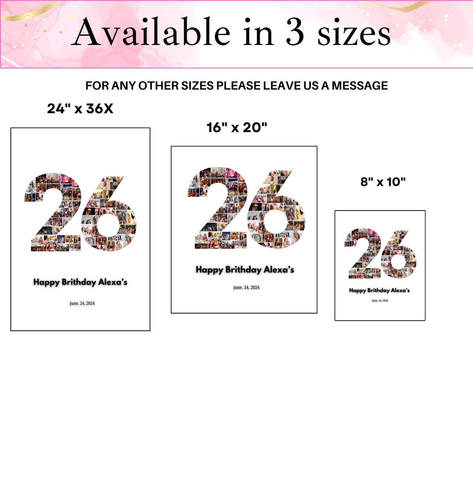 26th Birthday Photo Collage Template, 26th Birthday Welcome Sign ...