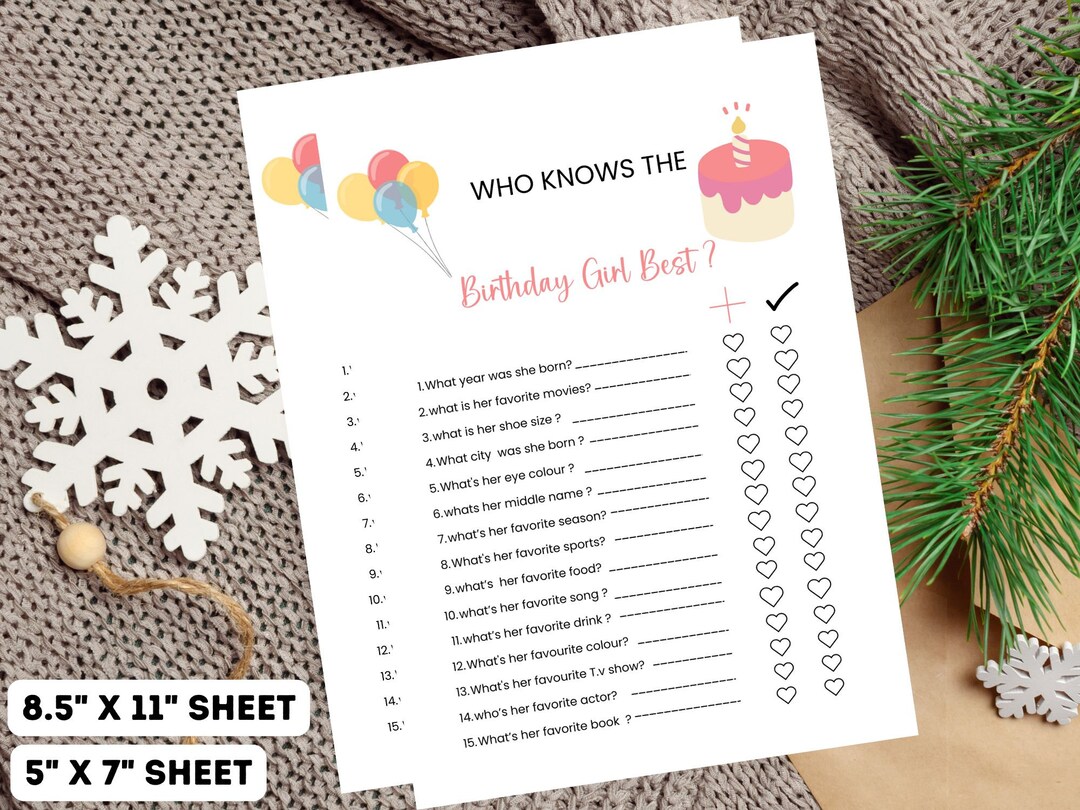 Who Knows the Birthday Girl Best, Birthday Quiz, Family Reunion ...