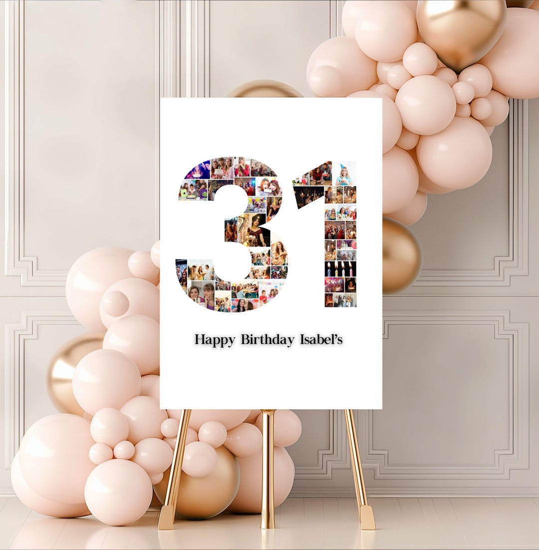 31st Birthday Photo Collage Template, 31st Birthday Welcome Sign ...