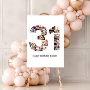 31st Birthday Photo Collage Template, 31st Birthday Welcome Sign ...