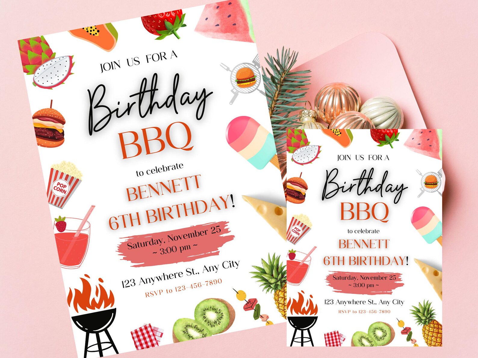 Editable BBQ Party Invitation Template, BBQ Invitation, BBQ Birthday ...