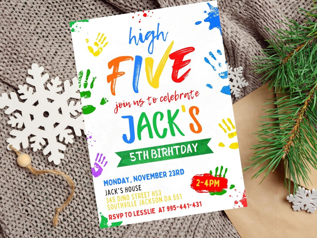 Editable High Five Invitation, High Five Invite Template, Instant ...
