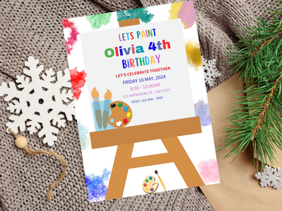 Editable Art Birthday Party Paint Party Invitation Printable Download ...