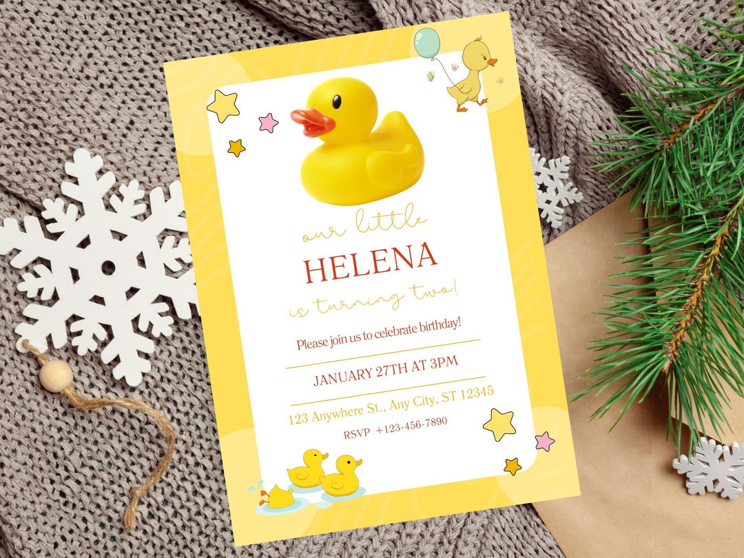 Editable Duck Birthday Party Invitation Template, Rubber Duck Invite ...