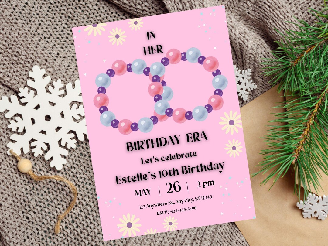 Editable in My Birthday Era Friendship Bracelet Invitation, Teen Girl ...