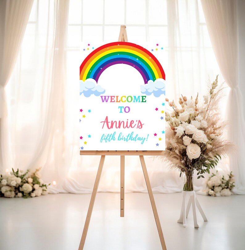 Editable Rainbow Birthday Welcome Sign Template in 3 Sizes 24" X 36 ...
