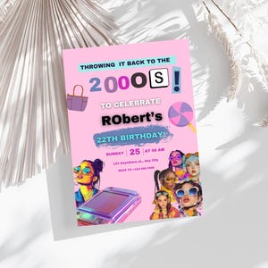 2000s Party Invite, 2000s Invitation Template, Editable Y2k Birthday ...
