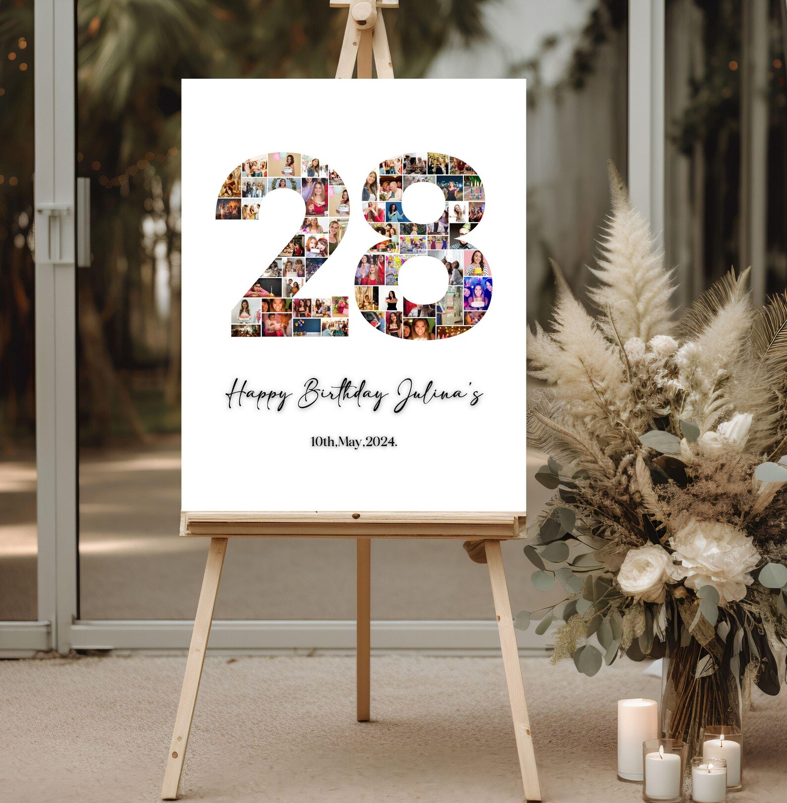 28th Birthday Photo Collage Template, 28th Birthday Welcome Sign ...